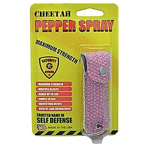 Cheetah Pepper Spray for Women Self Defense Keychain (Pink Bling)