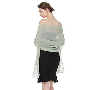 BEAUZSUZSANA Women Chiffon Shawls and Wraps for Evening Dresses Wedding Party Travel Scarves Pashmina Bikini Cover Up (Sage Green)