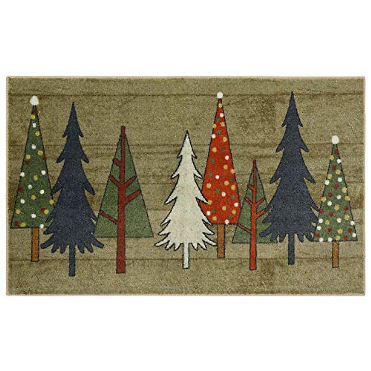 Mohawk Home Machine Washable Christmas Kitchen Mat, Wooden Holiday Trees Multi (2' 6" x 4' 2")