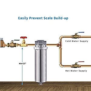 Amwater NSF/ANSI 42 Certification Stainless Steel Filter Housing for 10" Filter Cartridge, 3/4" NPT Water Filter Housing for Whole House Water Purification of Stainless Steel 304 (10" C Housing)