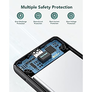 Charmast Portable Charger with Built-in Cables, 10000mah Power Bank, 5 Output Ultra Slim LED Display, Built-in AC Plug, USB C & Micro, Three Cables Integrated Battery Pack for iPhone Samsung iPad