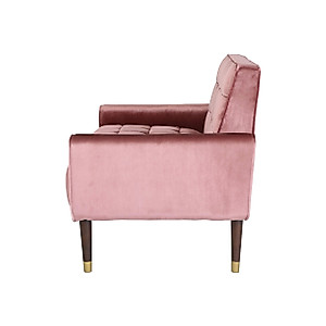 Christopher Knight Home Aubrie Tufted Velvet Loveseat Tipped Tapered Legs, Blush and Gold Finish