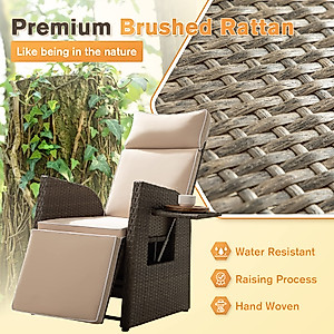 Devoko Outdoor Indoor Recliner Chair 2 Pieces Adjustable PE Wicker Patio Reclining Lounge Chair Lawn Furniture for Backyard, Lawn