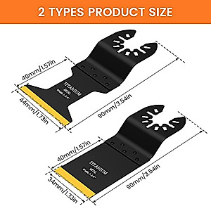JTWEB 10 PC Titanium Oscillating Multitool Blades, Oscillating Tool Blades Kit for Metal Nails Wood Plastic Hard Material, Oscillating Saw Blades Metal Cutting fit Dewalt Milwaukee Fein Multimaster