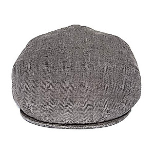 BOTVELA Men Linen Flat Ivy Breathable Summer Newsboy Hat (7 1/4-7 3/8, Herringbone Dark Grey)