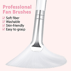 Patelai 14 Pieces Fan Brushes Applicator, Mask Brushes for Facial Makeup Tools for Face Cosmetic(White)