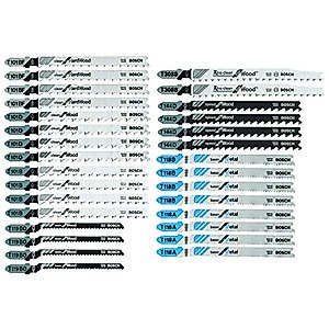 BOSCH T30C T-Shank Multi-Purpose Jigsaw Blades, 30 Piece, Assorted, Jig Saw Blade Set for Cutting Wood and Metal