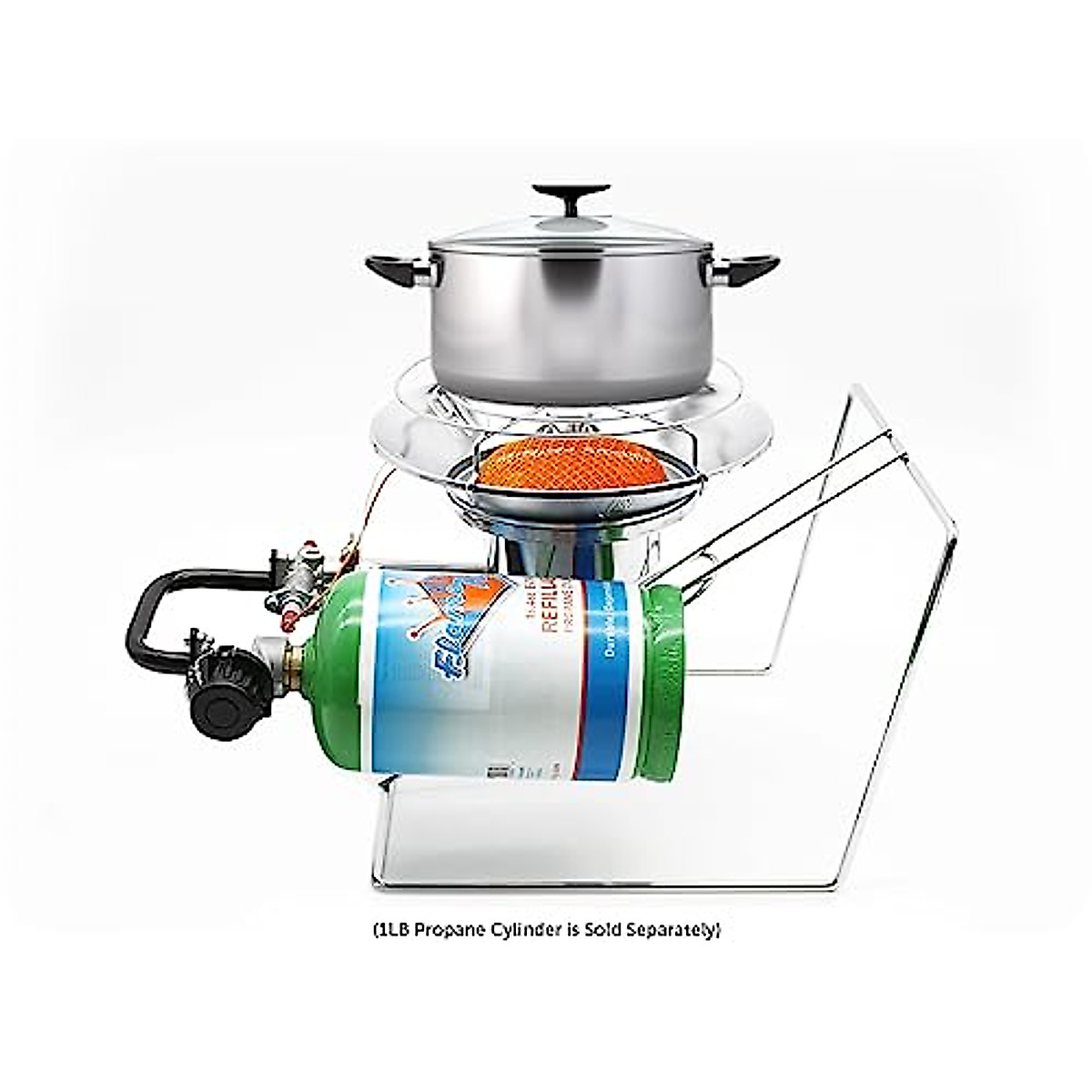 Flame King FK-AD010CGA Multi-Use Portable Propane Heater/Cooker 15,000 BTU for Camping, Ice Fishing, and Backpacking Trips, Silver