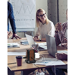 SUPERDANNY USB Surge Protector with 9 AC 4 USB Ports 9.8ft Multiple Electrical Outlet Extender for Home Office Dorm, Black/Wood Grain