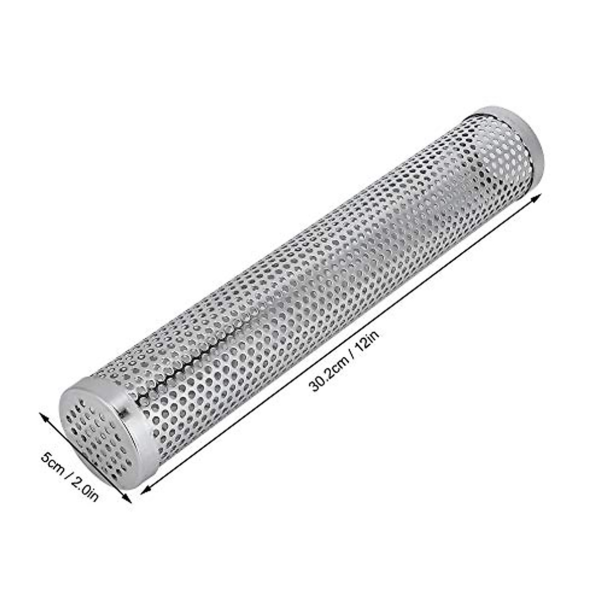 AMONIDA Grill Smoker Tube, Stainless Steel 12in Smoker Tube, Stylish for Gas Grill Charcoal Grill Electric Grill(Round)