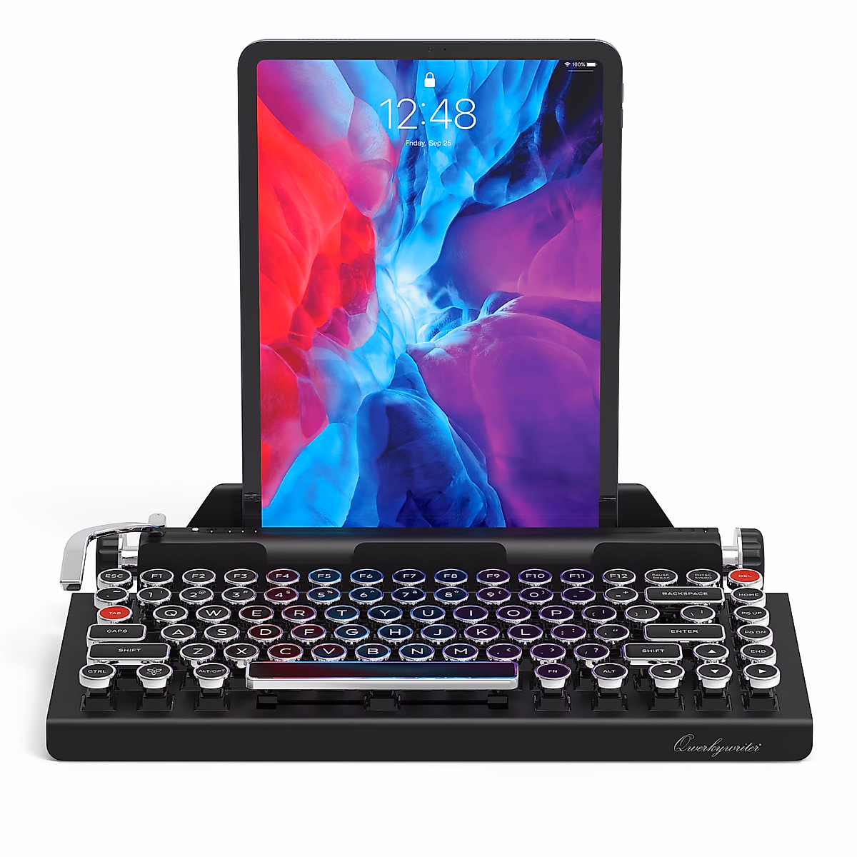 QWERKYTOYS Qwerkywriter Typewriter Inspired Retro Mechanical Wired & Wireless Keyboard with Tablet Stand