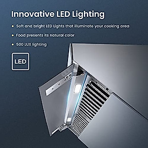 FOTILE JQG7501.G 30" Range Hood | Unique Side-Draft Design for Under Cabinet or Wall Mount | Modern Kitchen Vent Hood | Powerful Motor | LED Lights | Silver Grey Tempered Glass Surface