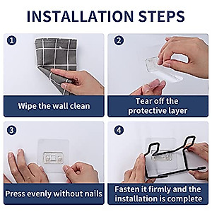 Gkwonker Hair Dryer Holder, Self Adhesive Wall Mounted Stainless Steel Hair Dryer Hanger for Bathroom & Bedroom (Black)