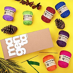 Magenta Textiles Metallic Sparkle Yarn (#1 Superfine) | 10x40g Acrylic Skeins - 2,840 Yards of Multicolor Glitter Yarn with Metallic Flecks for Crocheting | Fingering/Sock Glitter Yarn