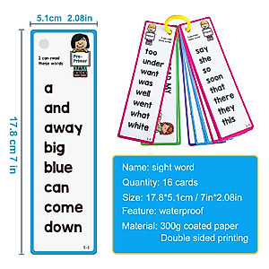 Richardy 220 Sight Words Flashcards, 5 Level Pre-Primer/Primer / 1st Grade / 2nd Grade / 3rd Grade, Toddler Learning Toys, Preschool Learning Supplies Pre K, Preschool, Kindergarten, 1st, 2nd Grade