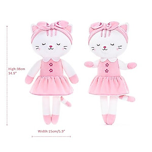 Lazada Stuffed Cat Dolls Animal Kitty Plush Toy Baby Girl Gifts White with Hair Band 16"