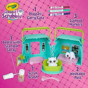Crayola Scribble Scrubbie Pets Scented Spa, Animal Toy Playset, Includes Washable & Scented Markers, Gifts for Girls & Boys, Ages 3+