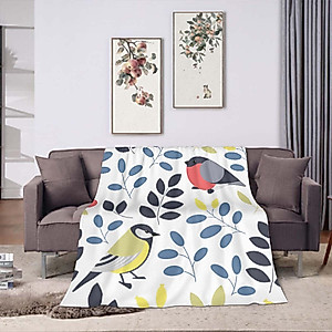 Throw Blanket 40x50 Inch,Texture Bird Nature Flannel Soft Cozy Fluffy Throw Blankets and Warm Throws for Adults in Couch Sofa Bed 50x40 Inch