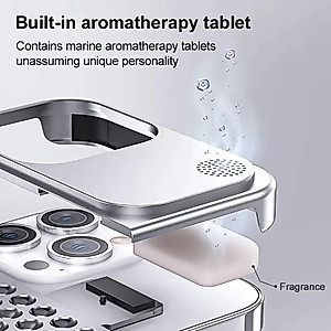 Icesoore Metal Vent Premium Aluminum Alloy for iPhone Case, Bdesktop Design Shop | Aromatherapy Phone Case Aluminum Alloy Anti-Fall Heat Dissipation Bezel Slim Case (for iPhone 14 Pro, Gray)