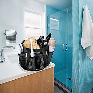 FAJYAZ Shower Caddy Basket For College Dorm Essentials For Guys, Bathroom Caddy With 8-Pocket Large Capacity, Shower Bag For Beach, Swimming, Gym (Black)