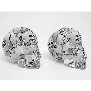 Clear Skull Door Knobs Drawer Knobs with Mini Skull Beads (Set of 2)