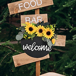 Sunflower Wreaths Welcome Sign Sunflower Door Seasonal Welcome Wreath Yellow Sunflower Living Room Decor for Front Door Porch Home Window Wall Farmhouse Garden Indoor Outdoor Classroom Decor