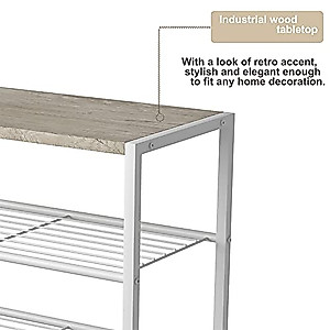 COZYFUN Industrial Shoe Rack 4-Tier Metal Shoe Storage Organizer, Shoe Storage Shelves with Stable Metal Frame, Small Shoe Organizer Shelf for Hallway, Closet, Entryway, Living Room (White)