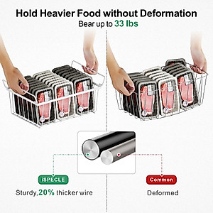 iSPECLE Chest Freezer Organizer - Fit 5 Cu.Ft Deep Freezer, 2 Pack Hanging Organizer Bins with Adjustable Handles, Sort Small Frozen Food, Sturdy Freezer Baskets Easy Slide to Get Bottom Food, White