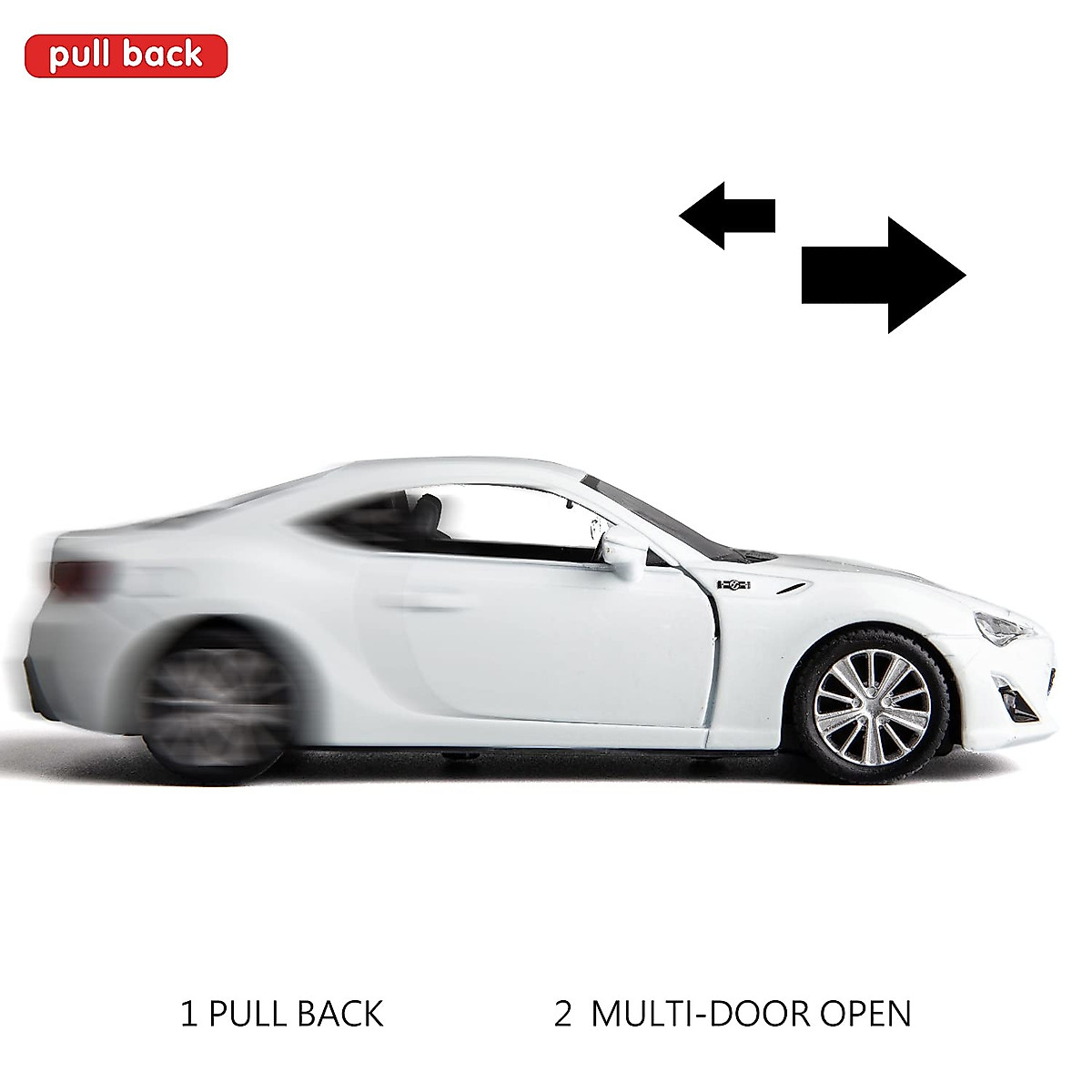 RMZ City 1:36 Diecasting Alloy Car Model Toyota 86 Toy Car, Pull Back Vehicles Toy Car for Toddlers Kids Boys Girls Gift White