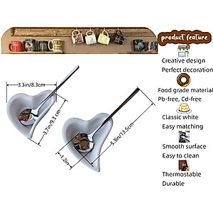 Coffee Spoon and Rest Set, Heart Coffee Spoon Rest for Coffee Bar Small Spoon Rest for Coffee Station Tea Spoon Rest Coffee Spoon Holder for Coffee Bar Teaspoon Rest with Spoon (Two Sets)