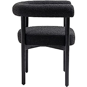 Meridian Furniture Hyatt Collection Mid-Century Modern Dining Chair, Solid Wood Finish, Rich Boucle Fabric, 26.5" W x 22" D x 28" H, Black