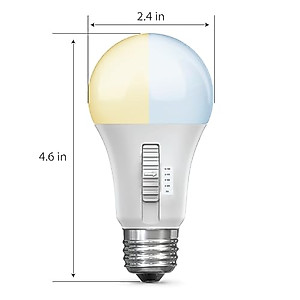 Feit Electric LED Color Selectable Timer Intellibulb - A19 with an E26 Medium Base Light Bulb - 60W Equivalent - 15 Year Life - 800 Lumen - 2700K Soft White and 5000K Daylight