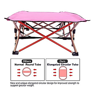 REDCAMP Folding Kids Cot for Sleeping 5-10, Portable Toddler Cot Bed Child Travel Cot for Camping, Pink 53''x26''