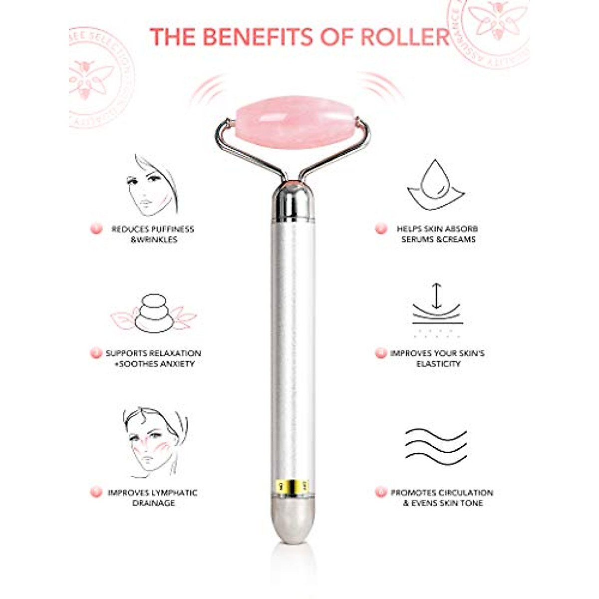 3in1 Face Massager For Women 3D V Line Lifting Rose Quartz Face Roller Skin Care Tools Eye Massager Tool Face Lift Double Chin Reducer HANABEE Facial Massager Skin Roller (Sliver)