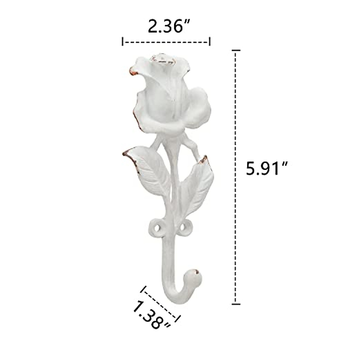 SOFFEE DESIGN 2pcs White Single Hooks 3D Rose Flower Retro Ornate Style for Room Wall Decoration, Coat Hat Scarf Hanging Hanger Entry Heavy Hooks Home Decor