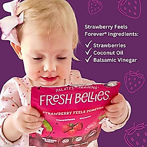 Fresh Bellies Strawberry Feels Forever| Strawberry Freeze Dried Healthy Snack for Kids| Gluten Free Freeze Dried Fruit Kids Snack with No Preservatives & No Added Sugar| Age 12+ Months| 6-Pack