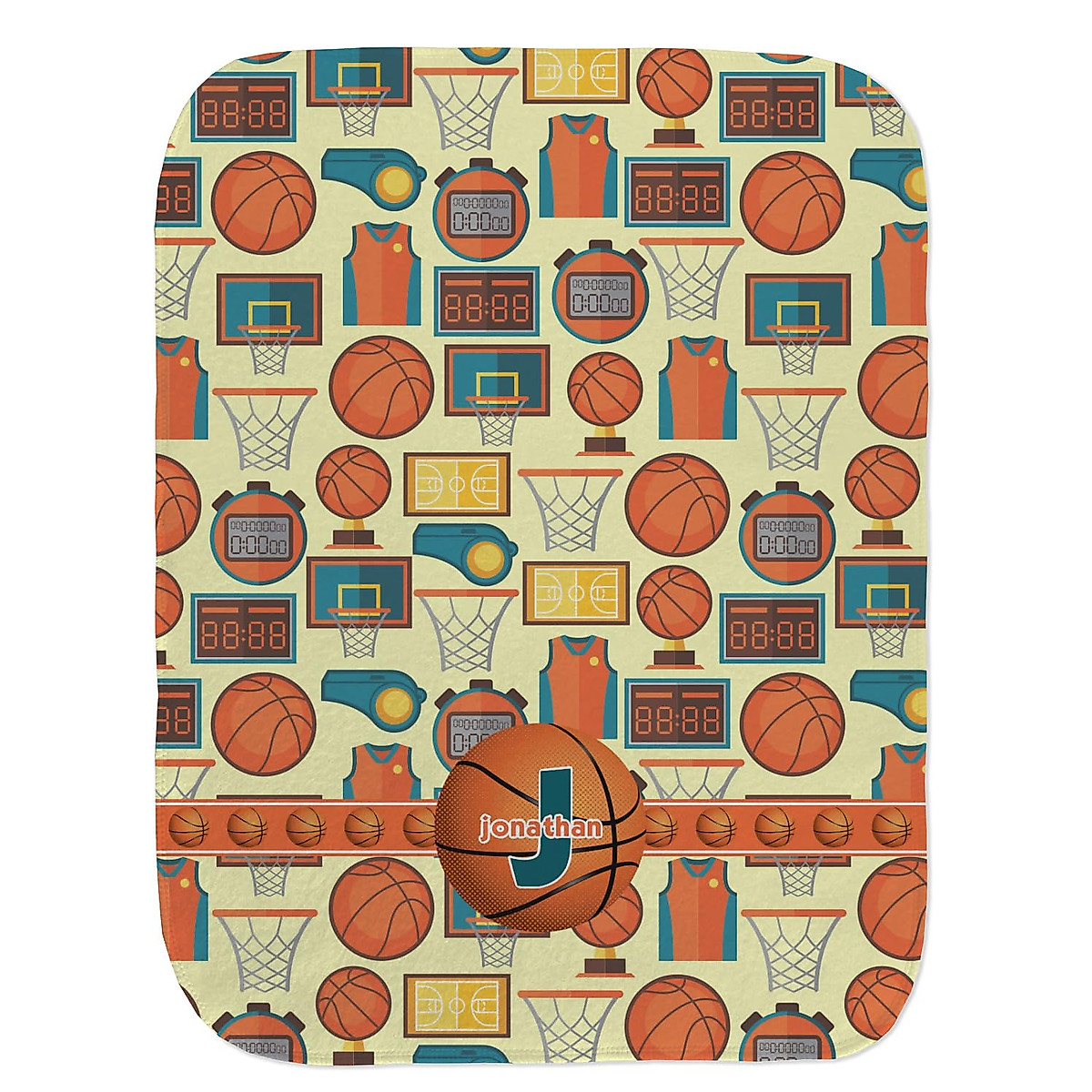 Personalized Basketball Burp Cloth - Fleece w/Name or Text