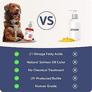 Brilliant Salmon Oil for Dogs, Cats & Puppies | Omega 3 Fish Oil Liquid Supplement with DHA, EPA Fatty Acids | Supports Skin and Coat, Immune System & Joint Function | Hofseth BioCare (16.9oz)