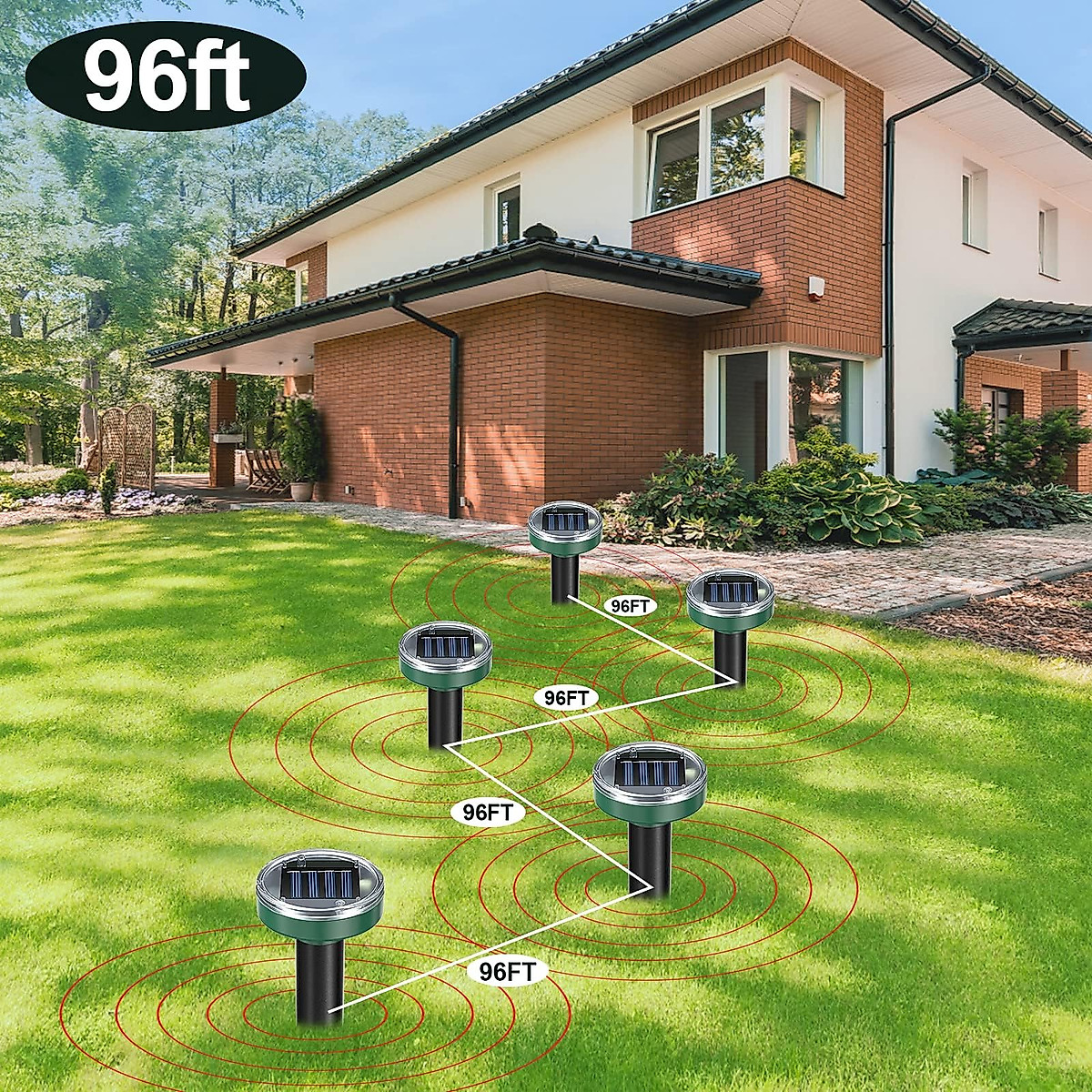 Mole Repellent Solar Powered 10 Pack Snake Repellent Ultrasonic, Groundhog Repeller,Gopher Repeller Sonic Mole Deterrent Spikes, Snake Gopher Mole Vole Repellent Outdoor for Lawn Garden & Yard