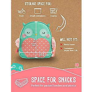 Planet Buddies Kids Lunch Box Bag, Insulated Lunch Bag Backpack for School, Cool Bag Lunch Boxes for Girls and Boys, Children's Backpacks with Water Bottle Holder and Name Tag, Olive the Owl