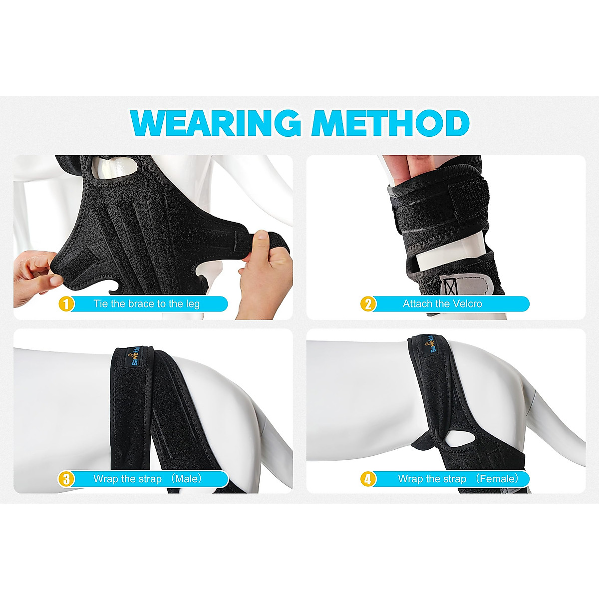 Dog ACL Brace for Luxating Patella Back Leg, Adjustable Dog Rear Leg Brace Support for Joint Pain Muscle Sore Knee Cap Dislocation,Stifle Brace with Side Stabilizers