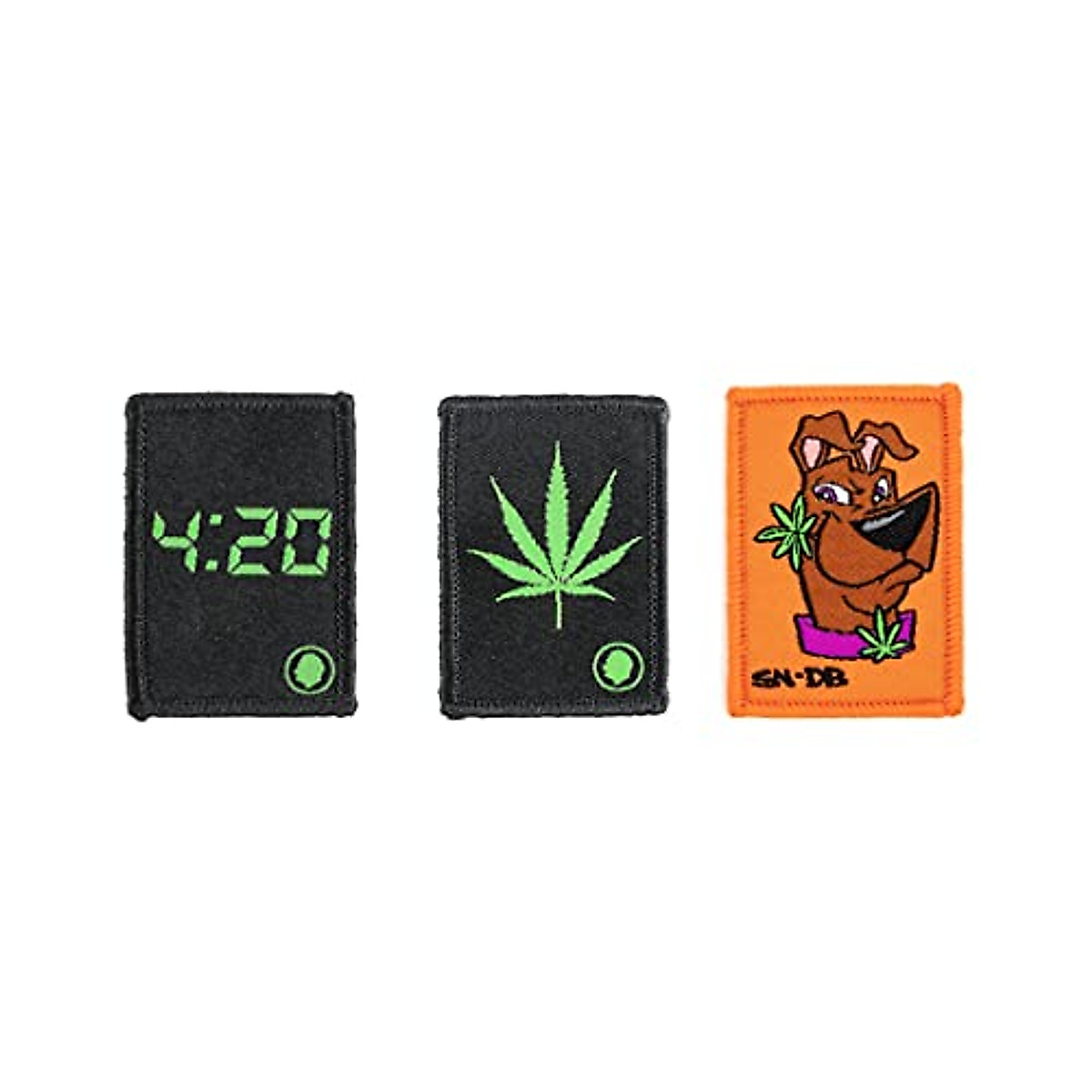 Dime Bags Interchangeable Accessory Patches | Removable Patches for Dime Bags Customization (4:20, MJ Leaf, Sirron Norris Dog)