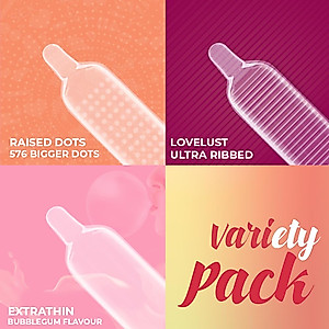 NottyBoy Bulk Condoms 144 Count Variety Pack - Ribbed and Dotted, Extra Lube, 4 in One, Ultra Fine, 1500 Dots, Super Slim, 3 in 1 and Flavours
