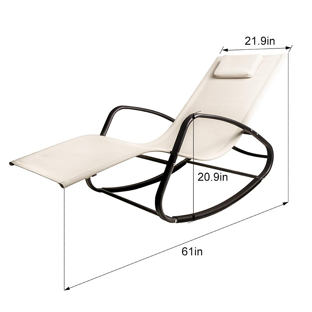 WeCooper Lounge Chair, Outdoor Patio Chaise Lounges with Detachable Pillow for Lawn, Pool Lounge Chairs Beige, Twin Pack
