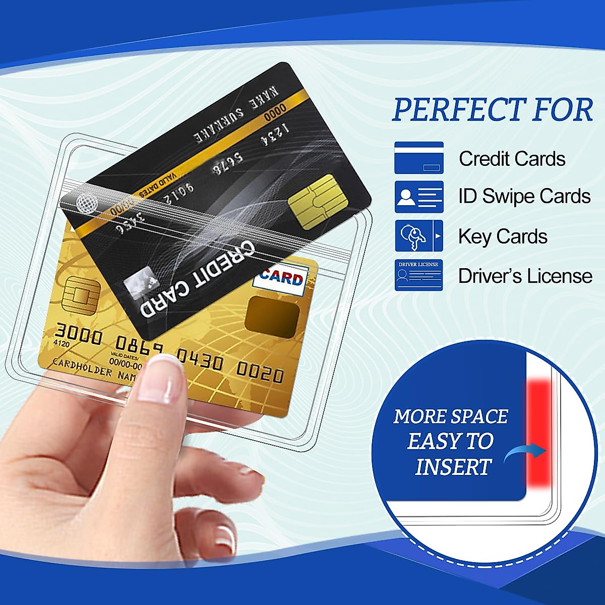 100 Pcs Clear Plastic Horizontal Name Badge ID Card Holders