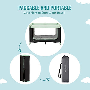 Dream On Me Zodiak Portable Playard in Mint, Lightweight, Packable and Easy Setup Baby Playard, Breathable Mesh Sides and Soft Fabric - Comes with a Removable Padded Mat