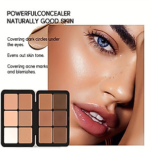 Carla Secret Makeup, Carla Secret Concealer Palette, Carla Secret Makeup Pallet, 12 Color Concealer Foundation Palette with Concealer Brush, Long-Wearing Coverage Makeup Palette (#01)