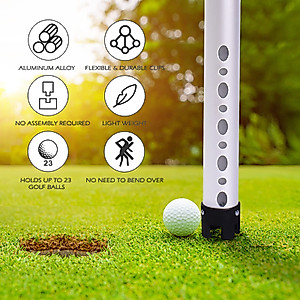 River Hill Golf Golf Ball Retriever, Aluminum Alloy Picker Upper Tube, 23 Golf Balls Shagger Grabber, 38.6 Inch Ball Collector, Pickup Tool Device for Men Women