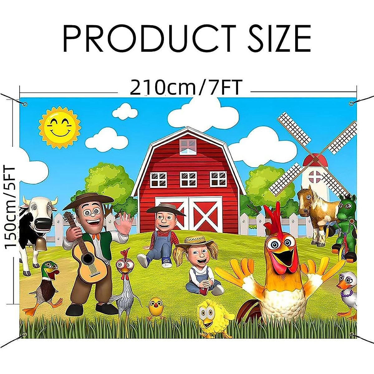 YRIOWMI 7x5 Foot Zennon Farm Children's Birthday Party Background Fabric, Birthday Party Decoration Photography Background