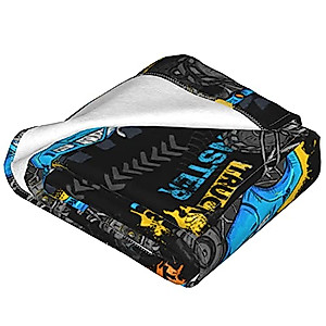 Monster Truck car Throw Blanket Flannel Fleece Autumn Lightweight Soft Fuzzy Cozy Blanket for Couch Bed Fall Decor Travel Blankets Holiday Kids Adult 60"x50"